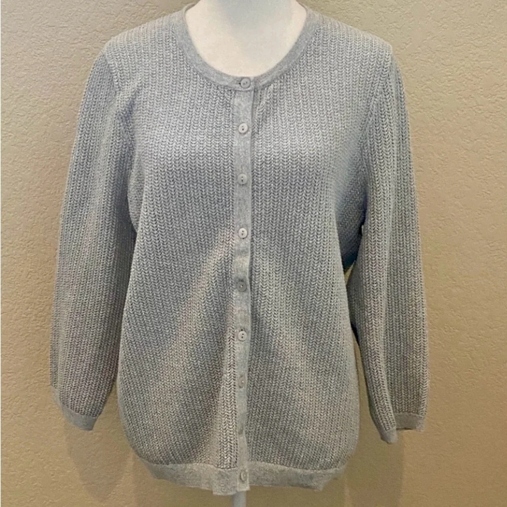 Talbots | Sweaters | Talbots Silver Gray Womens Cardigan Button Up ...